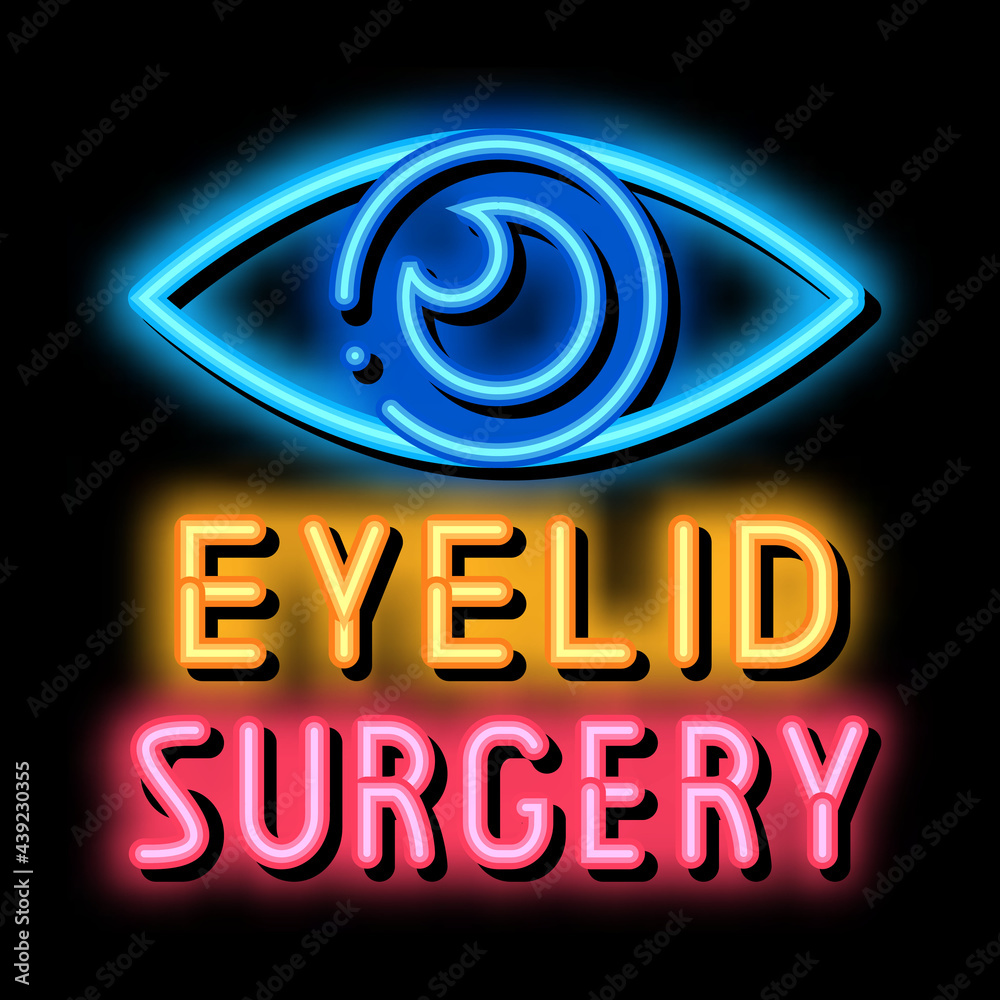 eyelid surgery neon light sign vector. Glowing bright icon eyelid ...