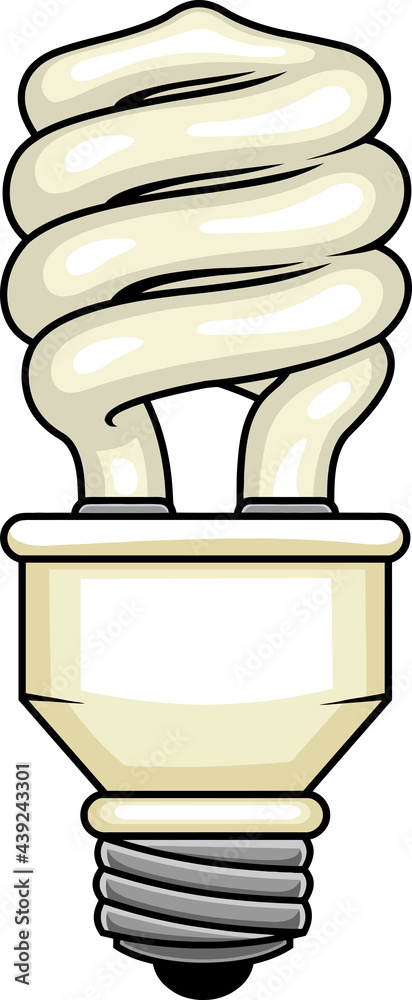 Cartoon Modern Light Bulb. Vector Hand Drawn Illustration Isolated On ...