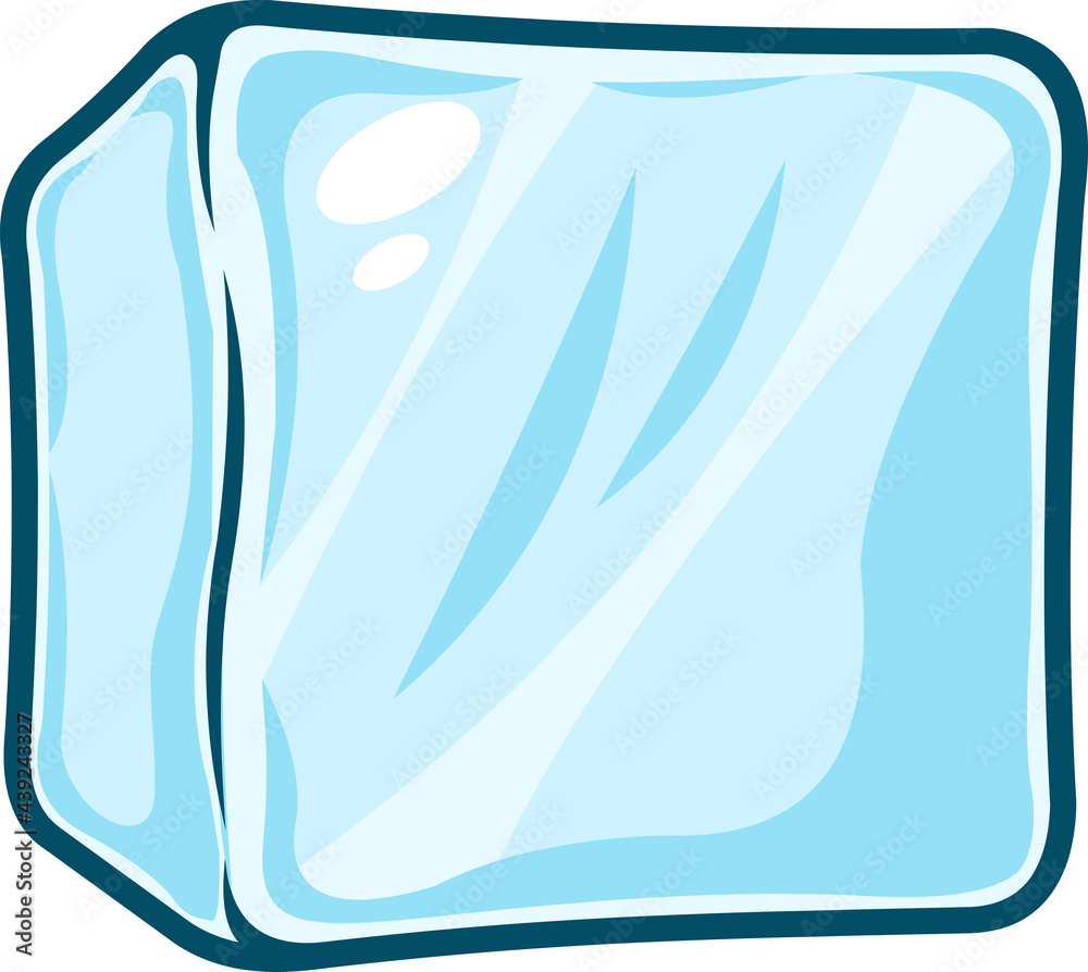 Cartoon Ice Cube. Vector Hand Drawn Illustration Isolated On ...