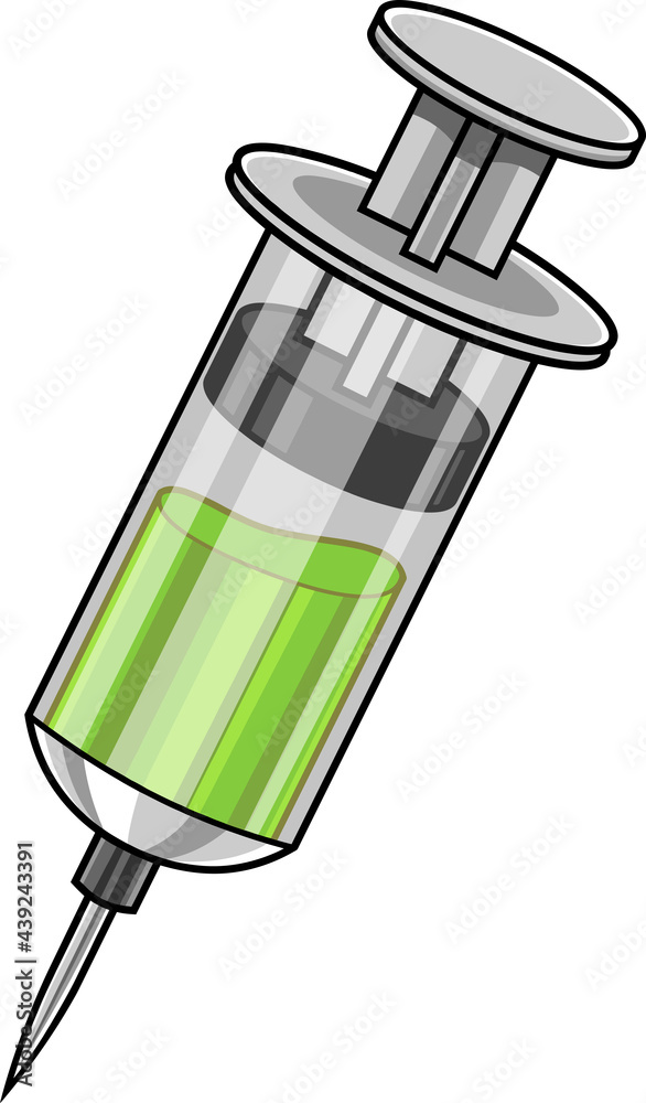 Cartoon Medical Syringe. Vector Hand Drawn Illustration Isolated On ...