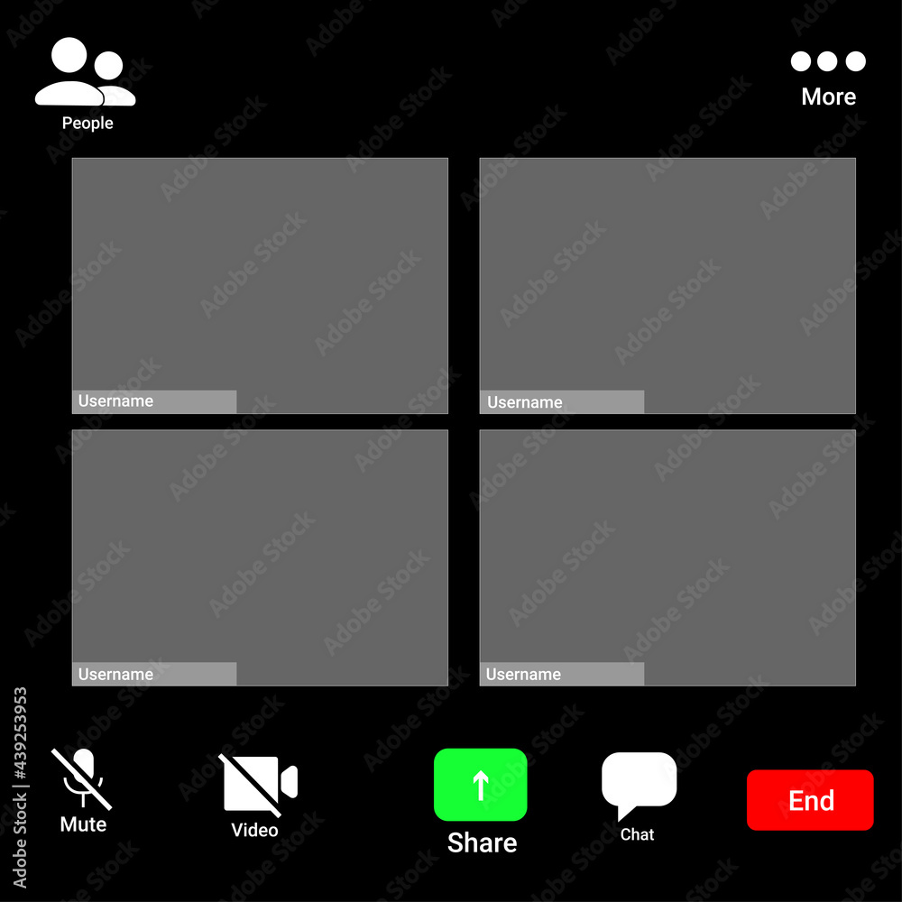 Vector illustration online meeting template for handphone. zoom meeting ...