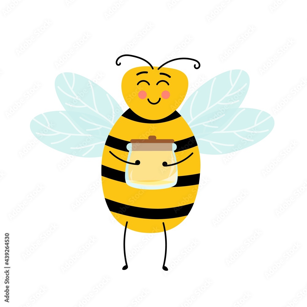 Honey bee cartoon insect character happy fly illustration. Bee Cartoon ...