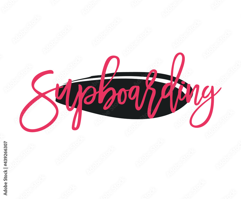 SUP boarding logos. Stand up paddling badges. Vector emblems with SUP ...