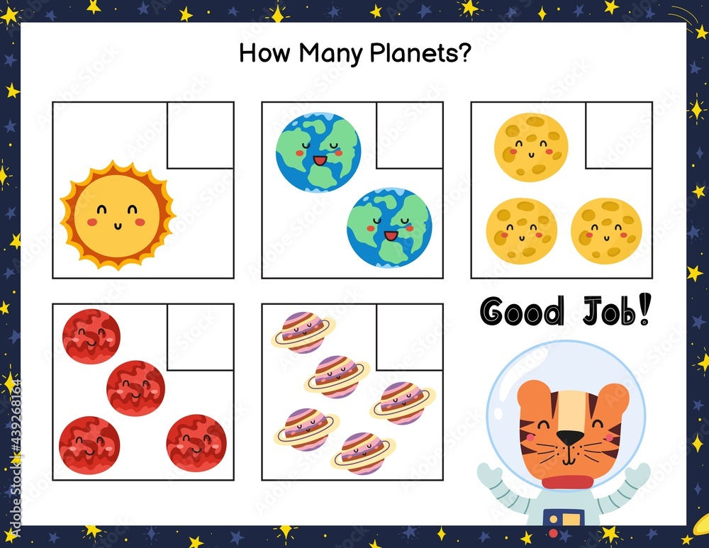How many planets do you see? Count and write the number. Mathematics ...