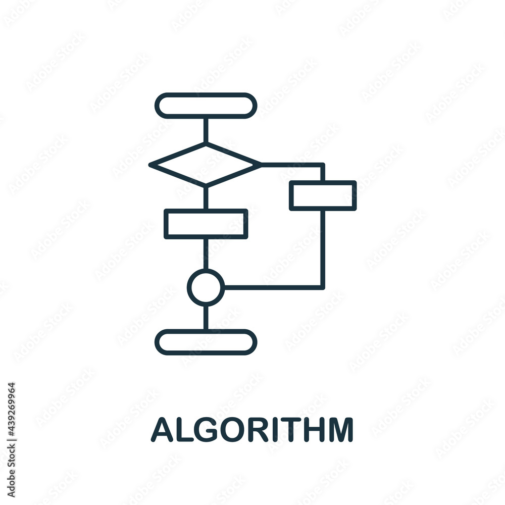 Algorithm line icon. Creative outline design from artificial ...