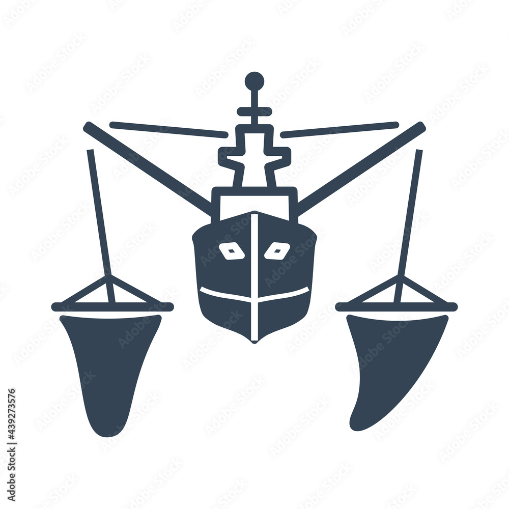 Vector black icon fishing vessel, trawler, seiner Stock Vector | Adobe ...