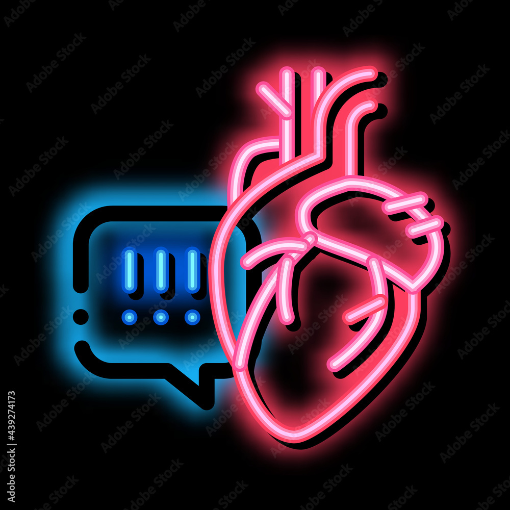 heart disease exclamation mark neon light sign vector. Glowing bright ...
