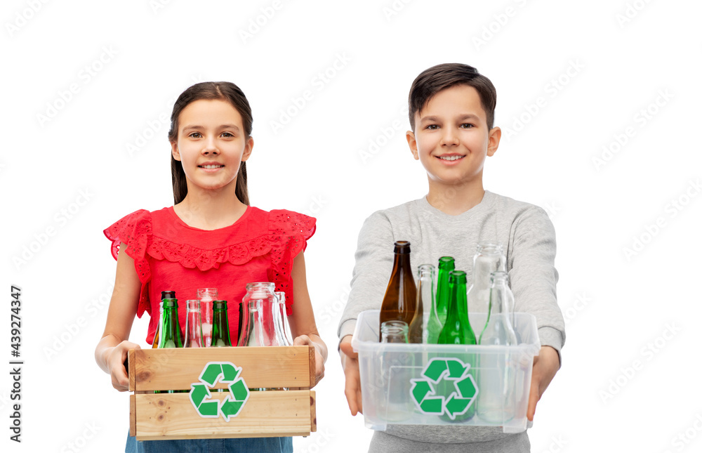 recycling, waste sorting and sustainability concept - smiling girl and ...