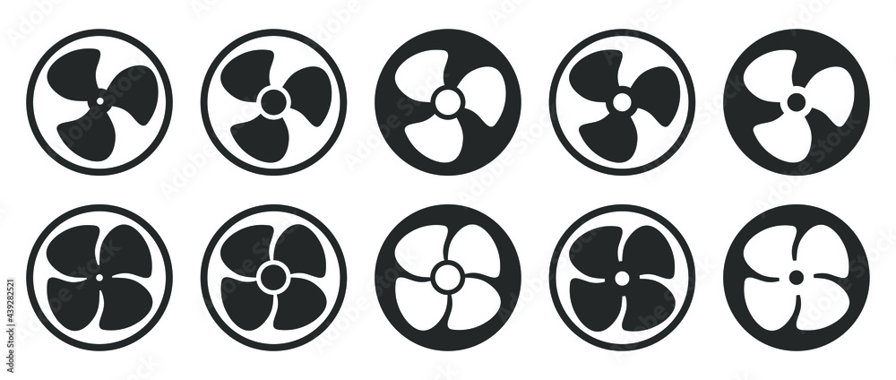 Cooling fan icon symbol shape. Air condition temperature logo symbol ...