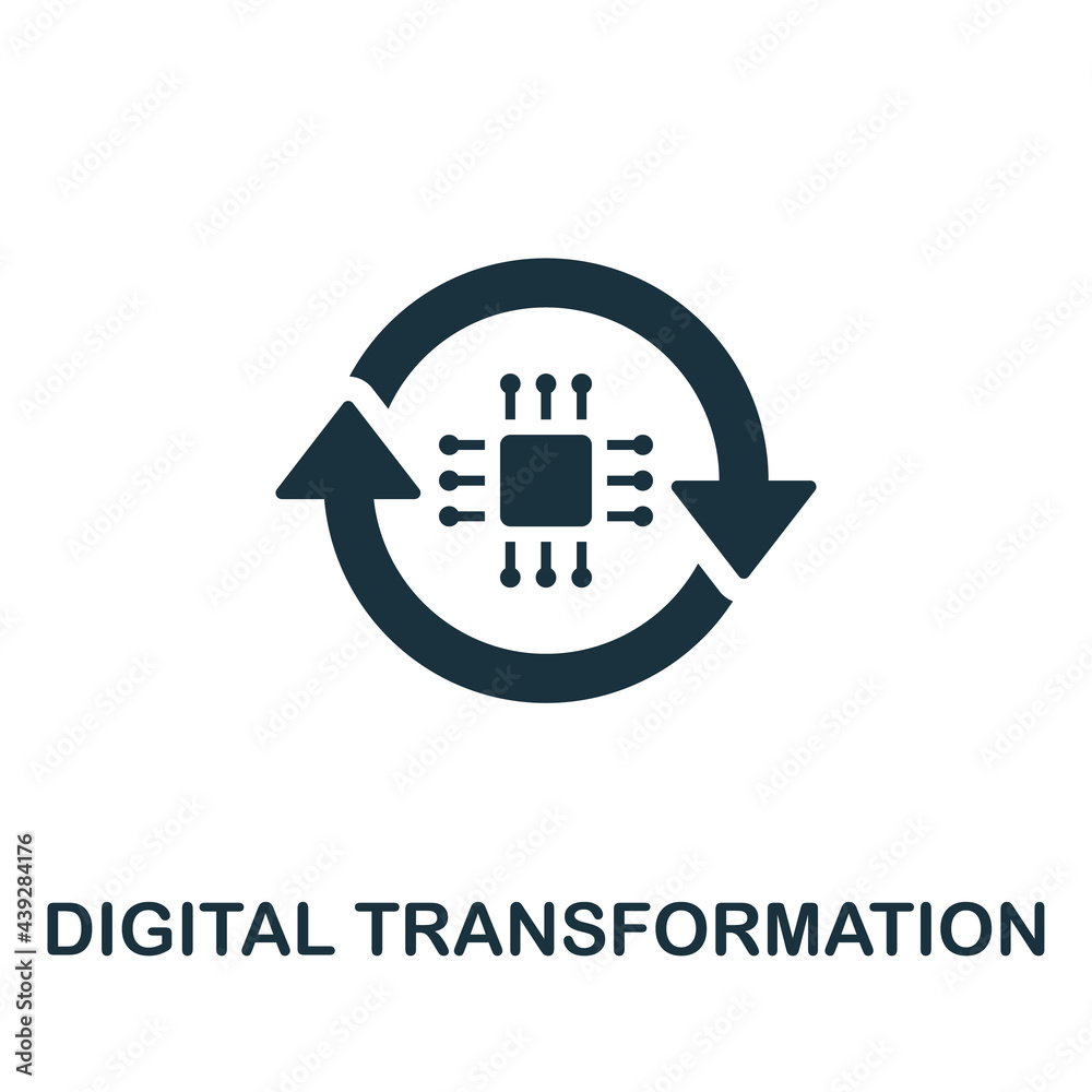Digital Transformation icon. Simple creative element. Filled monochrome Digital Transformation ...