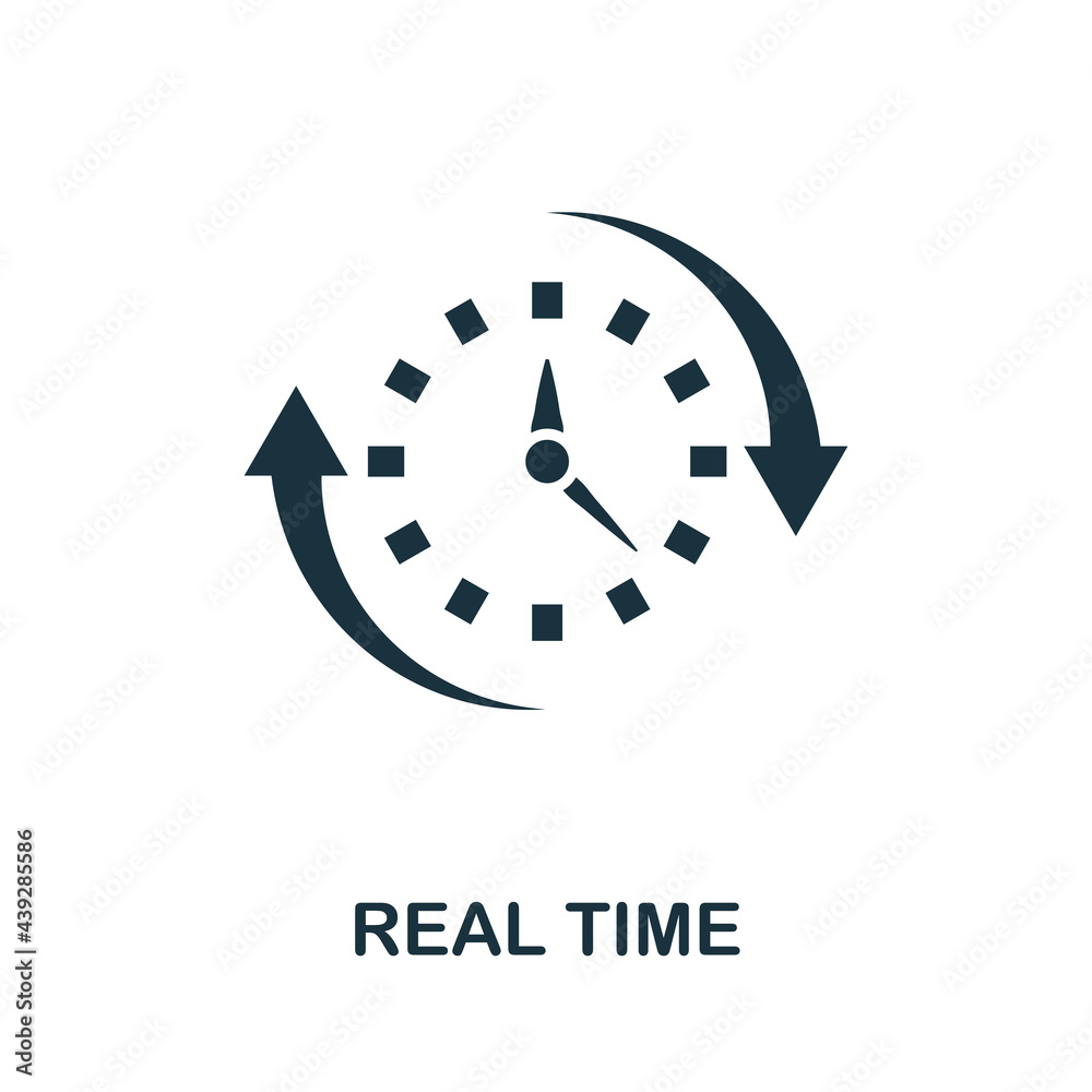 Real Time icon. Simple creative element. Filled monochrome Real Time ...