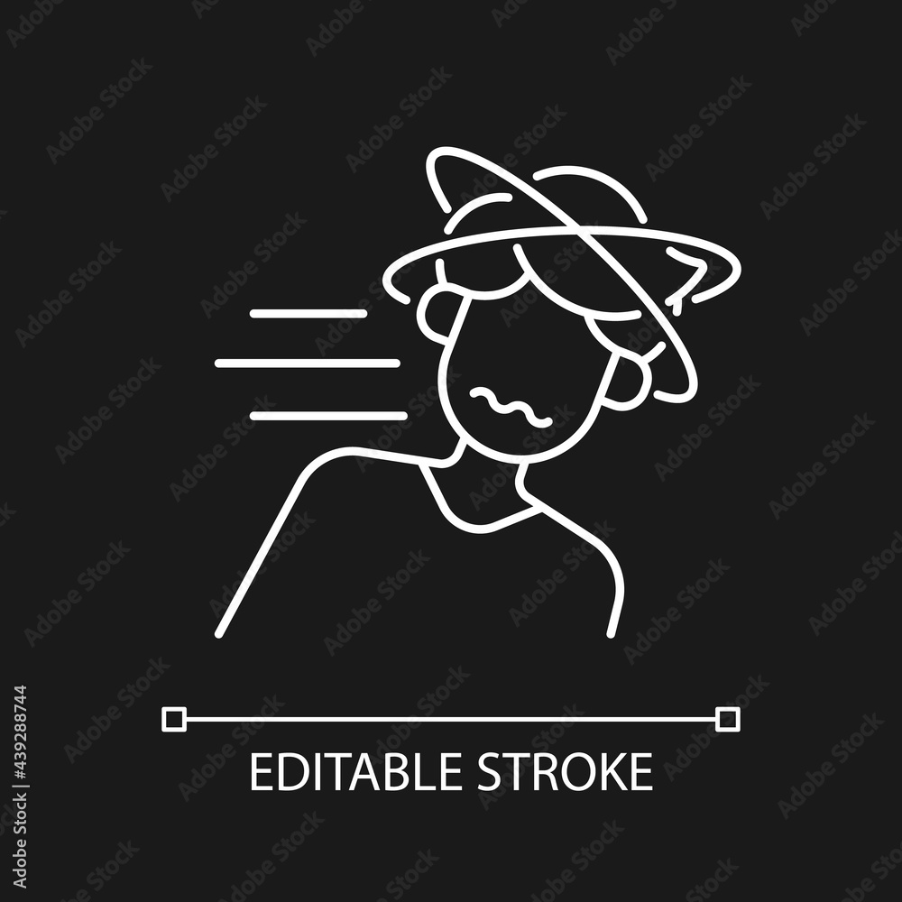 Fainting white linear icon for dark theme. Man losing consciousness ...