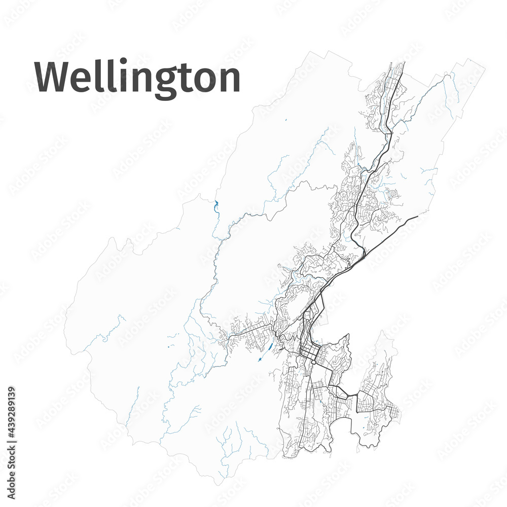 Wellington map. Detailed map of Wellington city administrative area ...