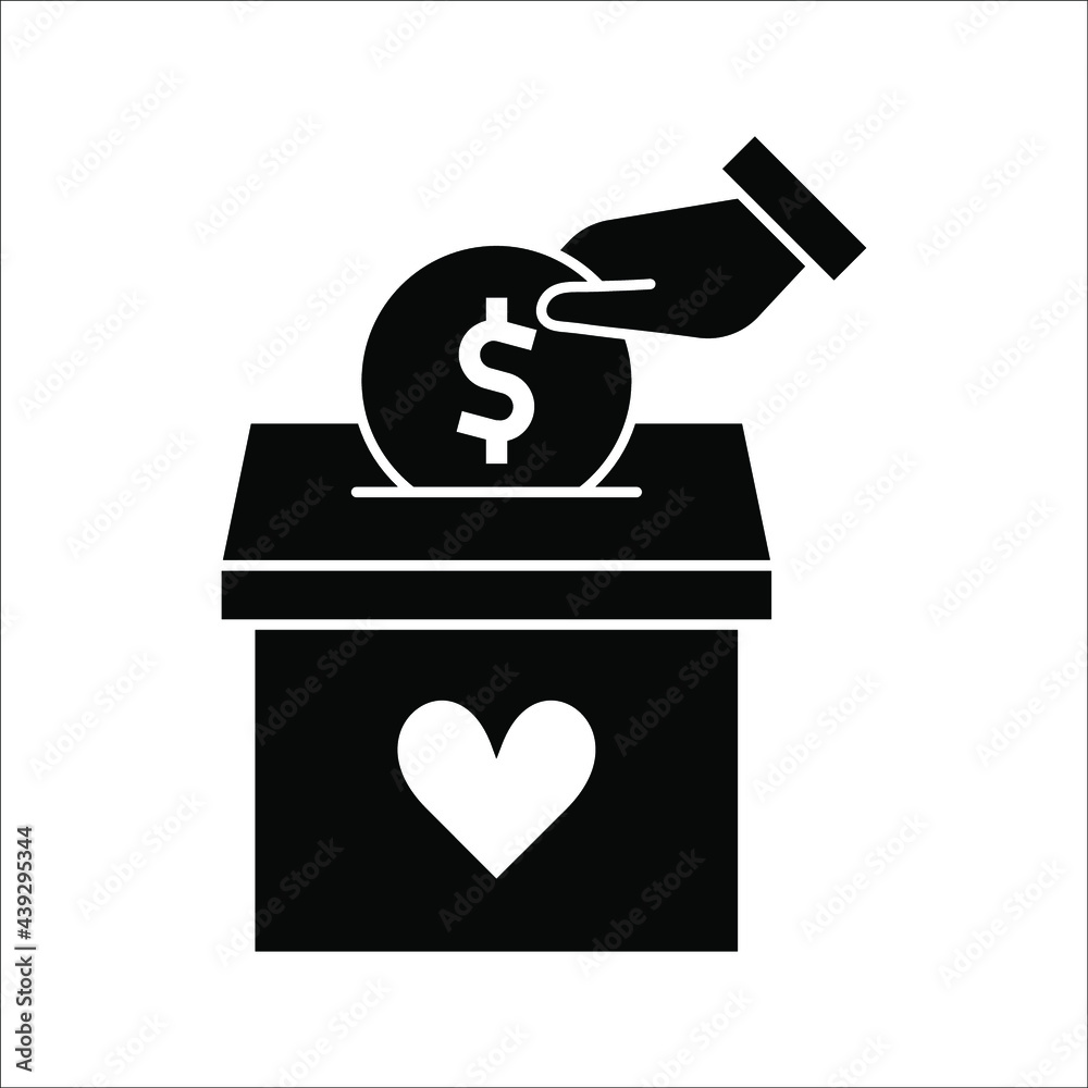 Donation box vector icon. Flat vector donation box icon symbol sign ... Donation box vector icon. Flat vector donation box icon symbol sign ...