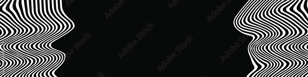 Abstract white wavy lines on black background. Modern vector wallpaper ...