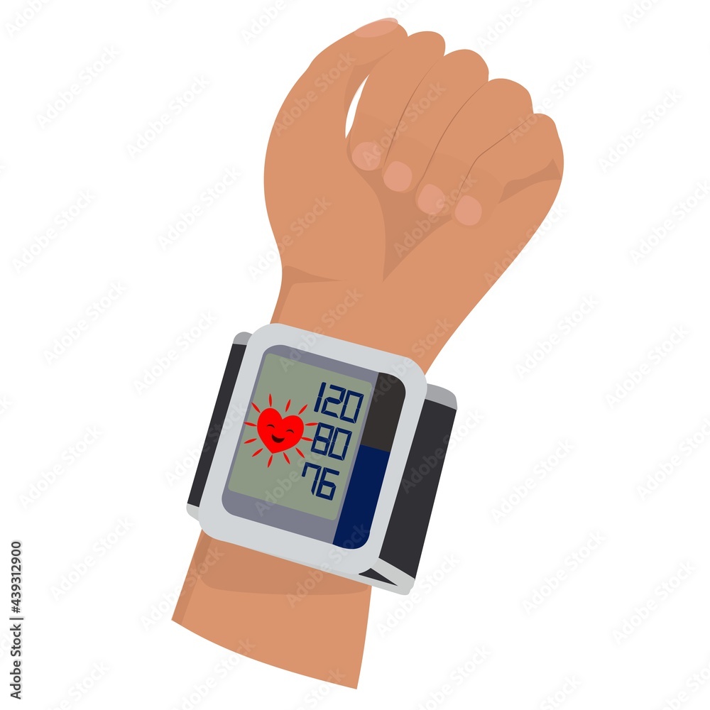 Blood Pressure Concept Wrist Tonometer On The Arm With Indicators Of