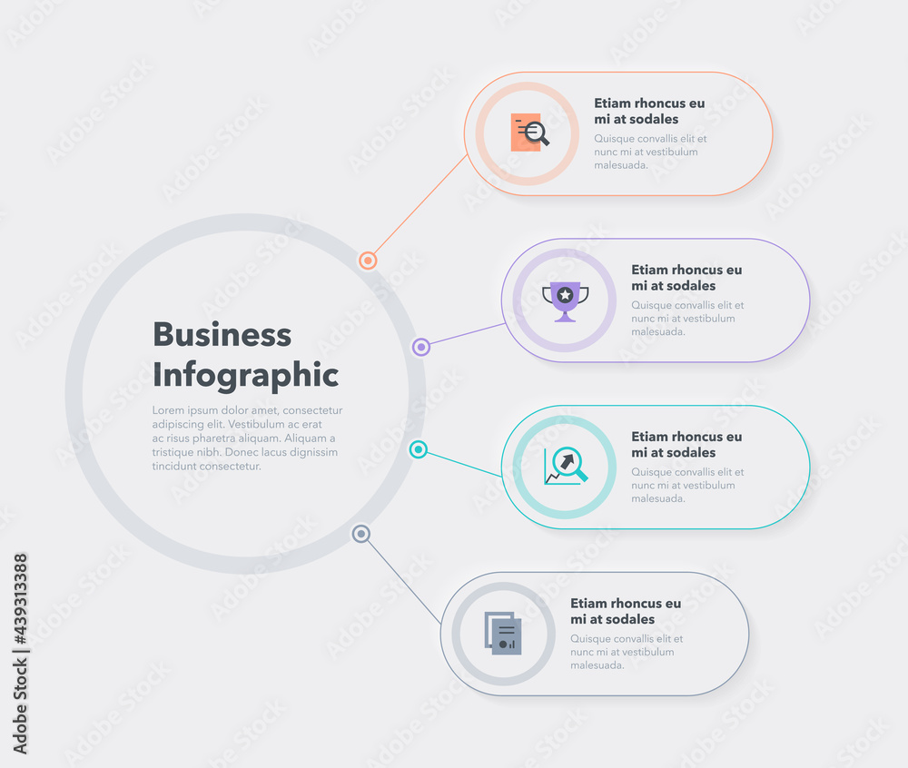Simple concept for business diagram with four colourful steps and place ...