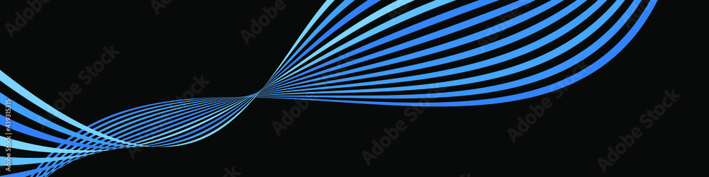 Abstract blue wavy lines on black background. Modern vector wallpaper ...