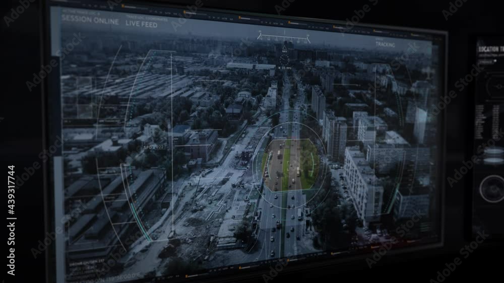 Modern Computer Tracking System With Camera Following The Car On The ...