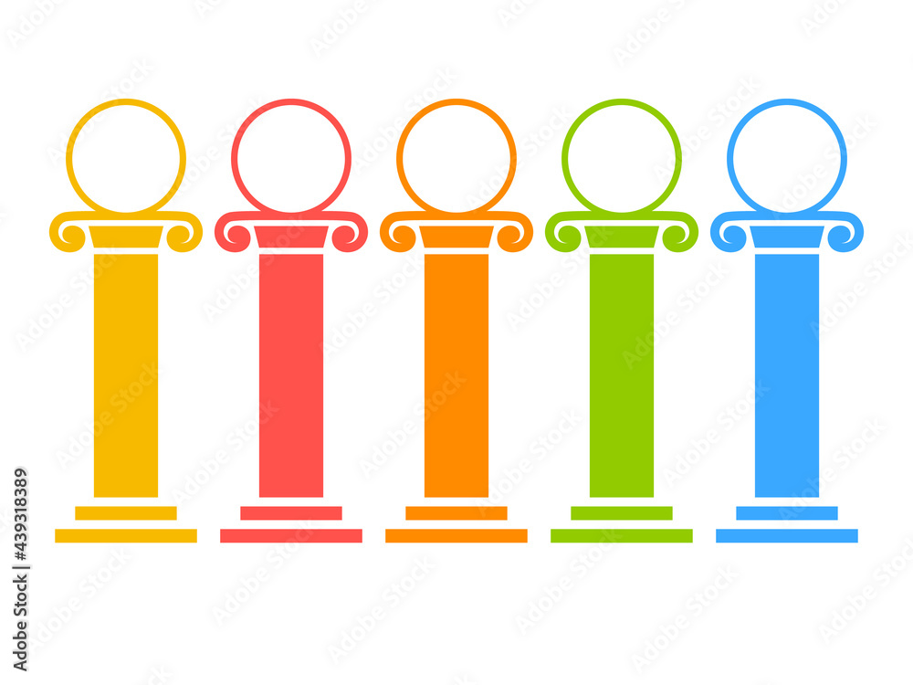 Five columns diagram template. Clipart image isolated on white ...