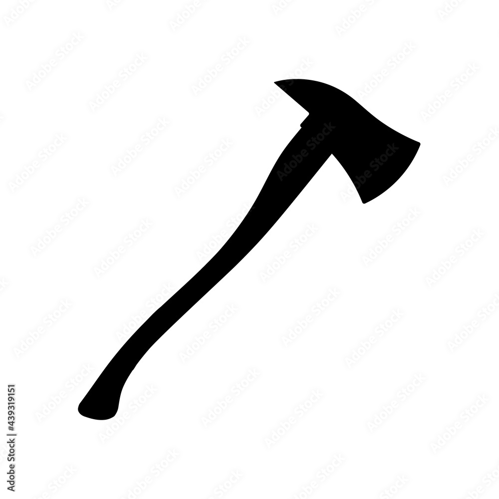 Firefighter axe silhouette icon. Clipart image isolated on white ...