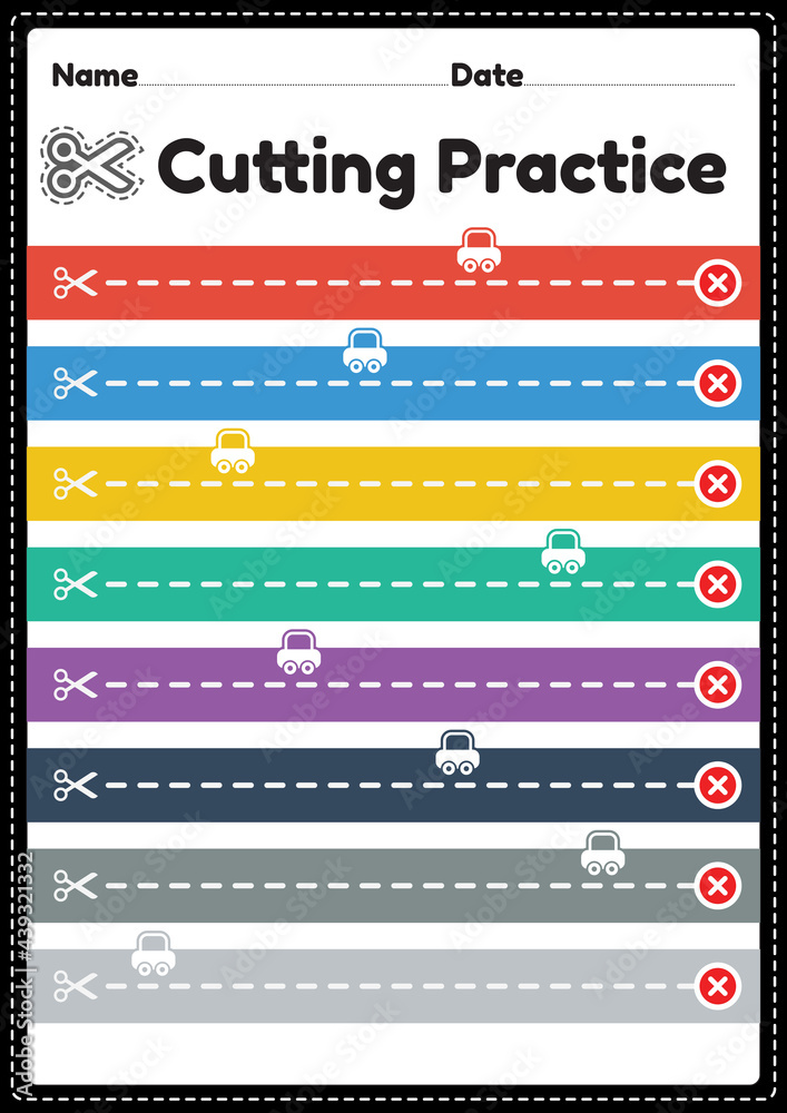Cutting practice for kids to cut the paper with scissors to improve ...