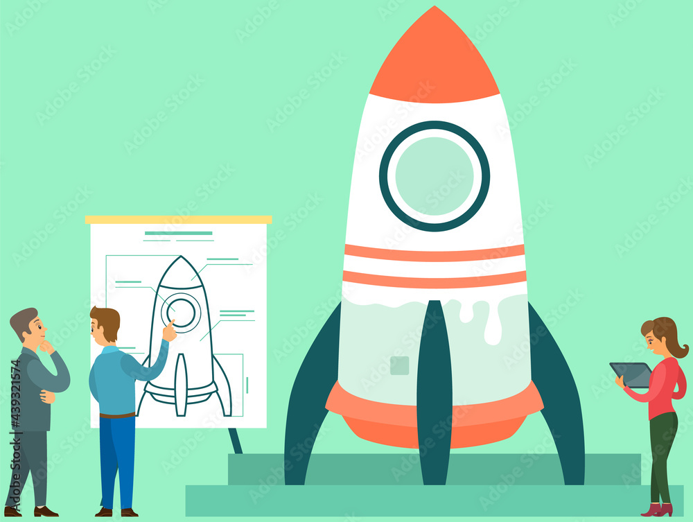Teamwork and startup concept. Businesspeople launching business project ... Teamwork and startup concept. Businesspeople launching business project ...