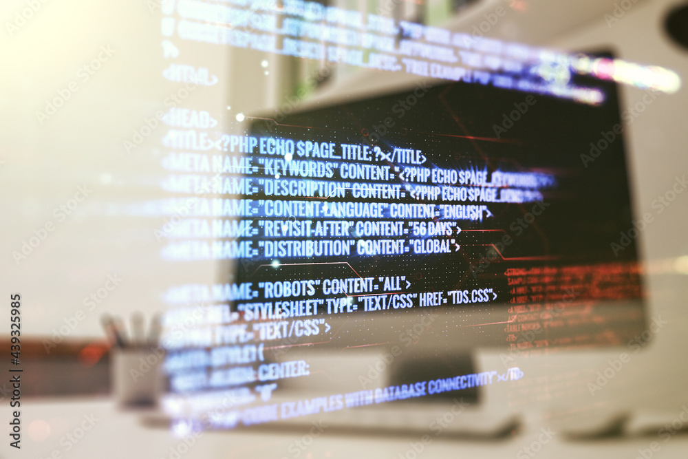 Double exposure of abstract programming language and modern desktop ...