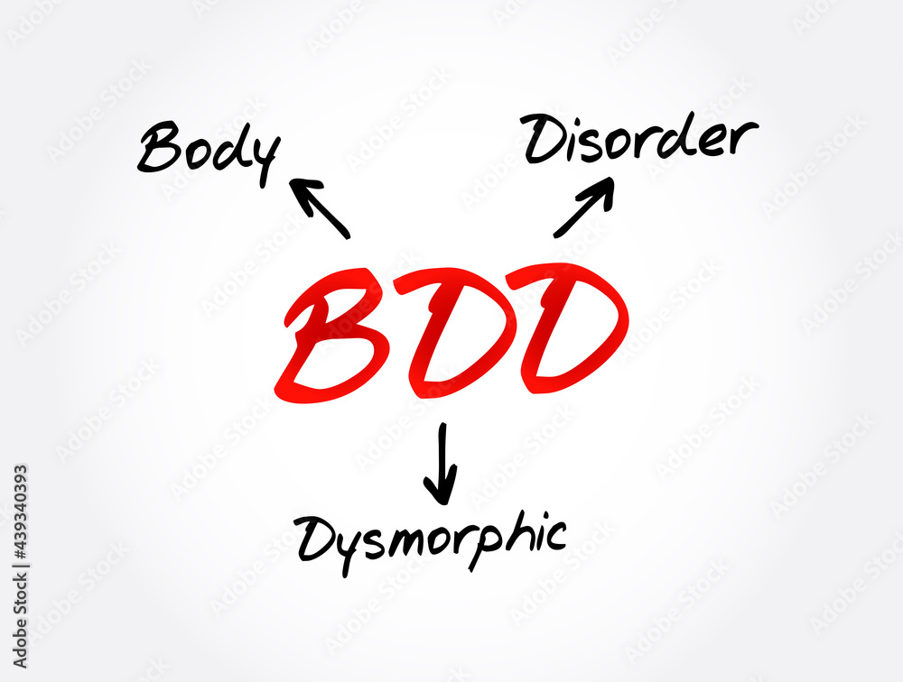 BDD - Body Dysmorphic Disorder acronym, health concept background Stock Vector | Adobe Stock