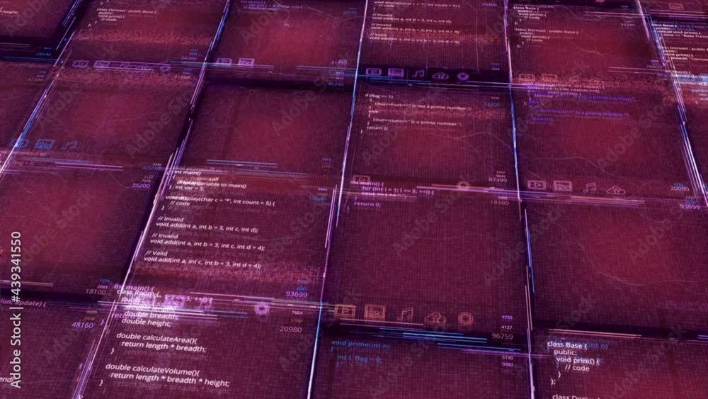 Abstract pink futuristic backdrop of information technology digital data processing endlessly ...