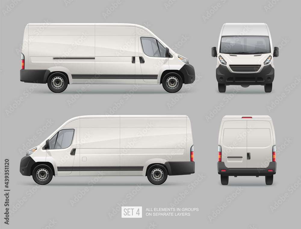 Cargo Delivery Van realistic vector template. Mockup Template for ...