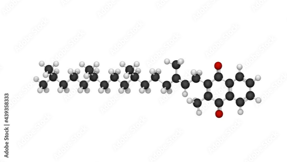 Chemical structure of Vitamin K (Phylloquinone). Formula: C31H46O2. 3D ...