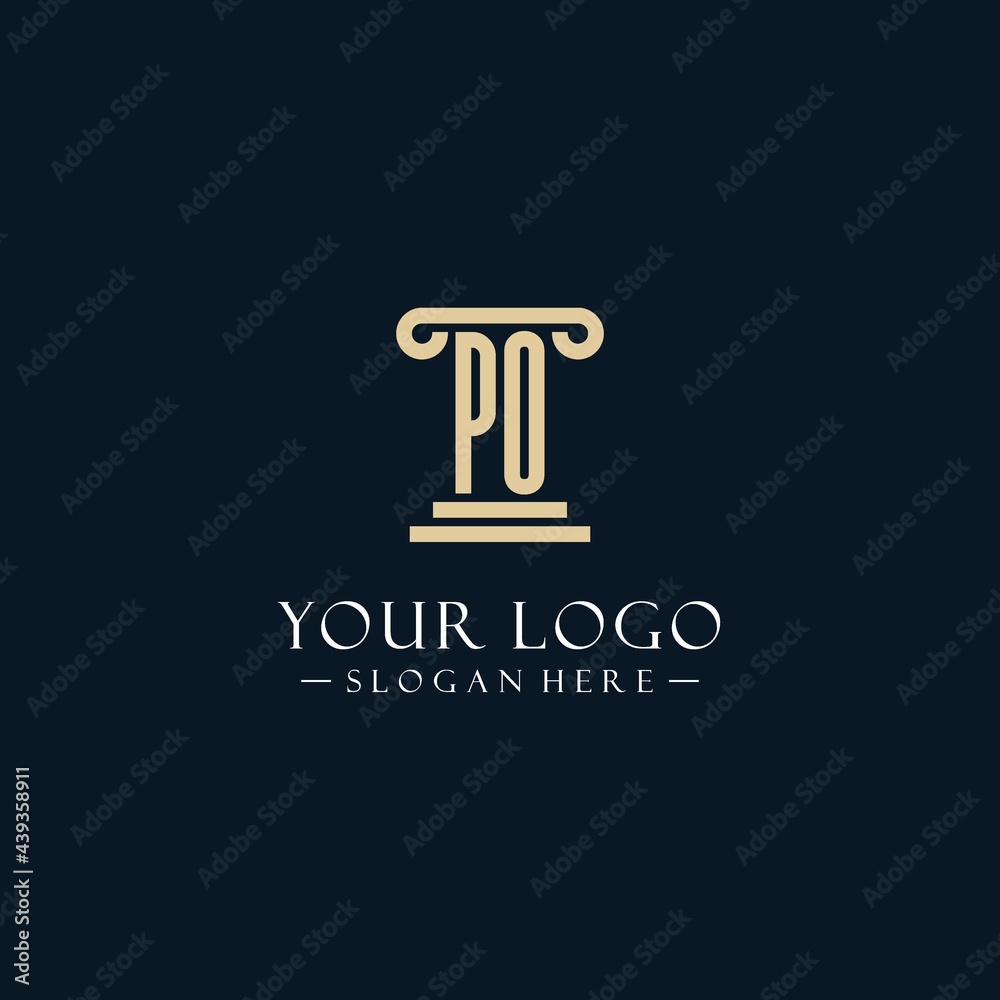 PO initial monogram logos with pillar shapes style Stock Vector | Adobe ...