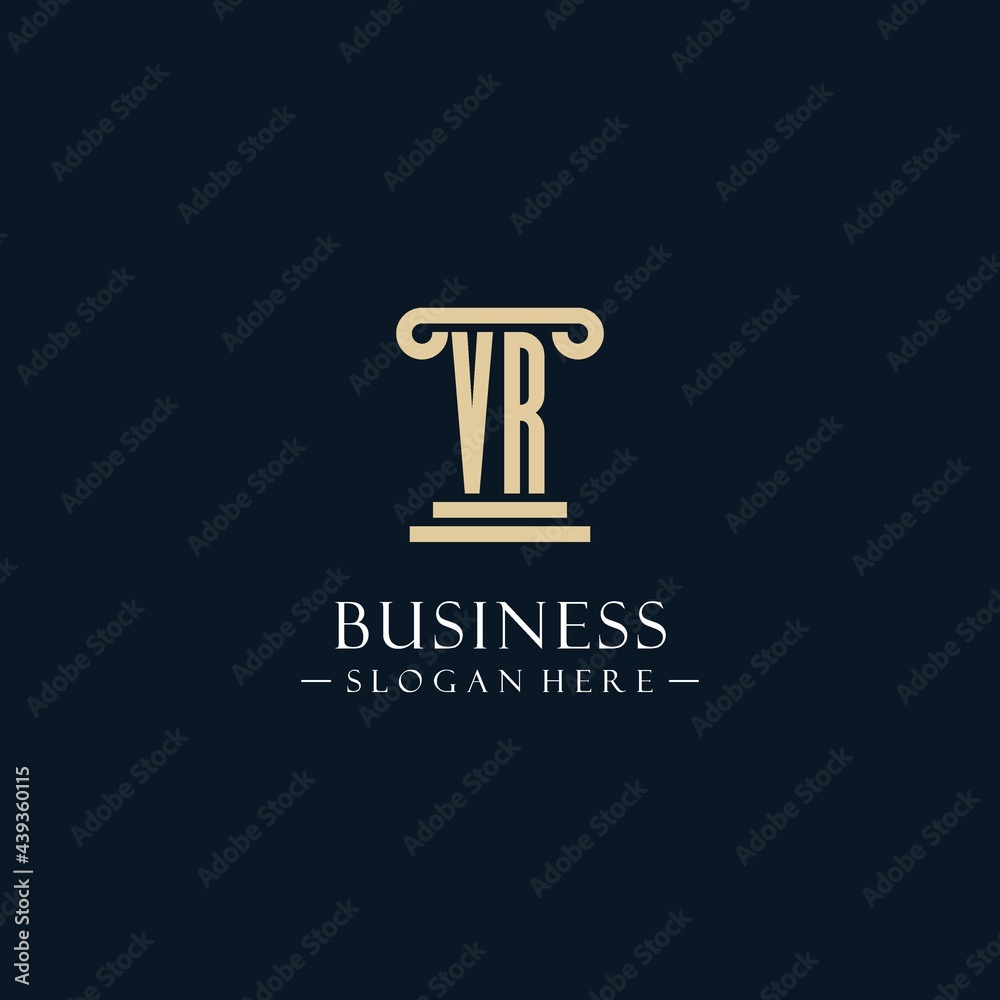 VR initial monogram logos with pillar shapes style Stock Vector | Adobe ...
