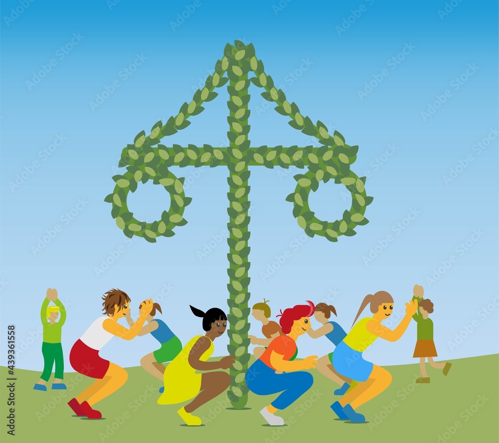 Children Playing A Swedish Traditional Midsummer Dance The Small Frogs
