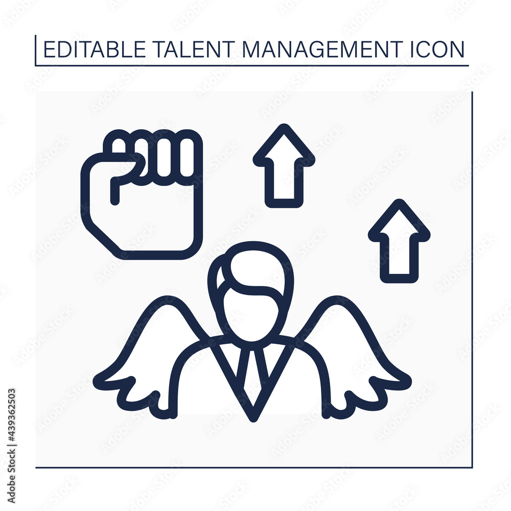 Boost morale line icon. High-morale workplaces increased employee ...