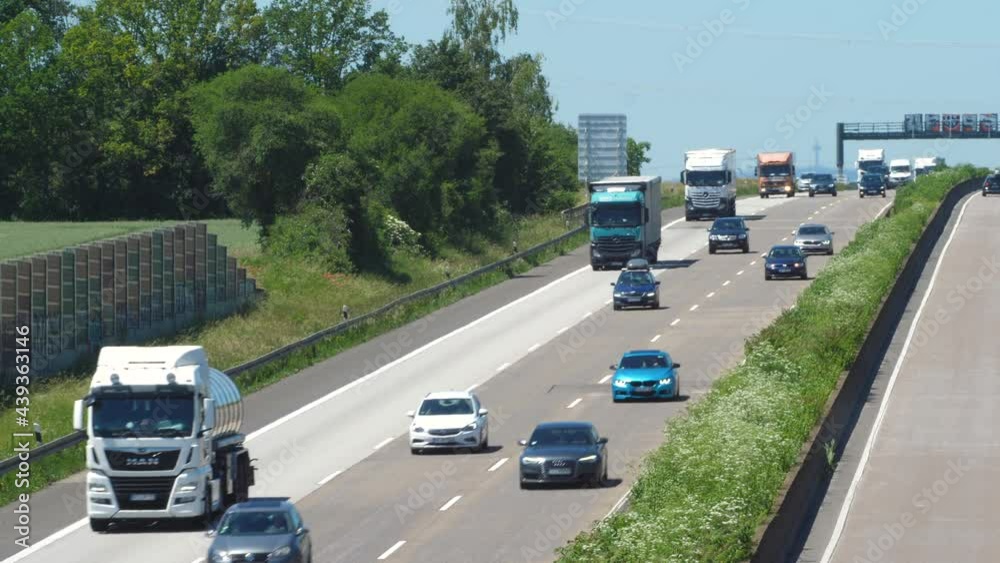 Video Stock Weilbach, Germany - June 14, 2021: Large trucks and dense ...