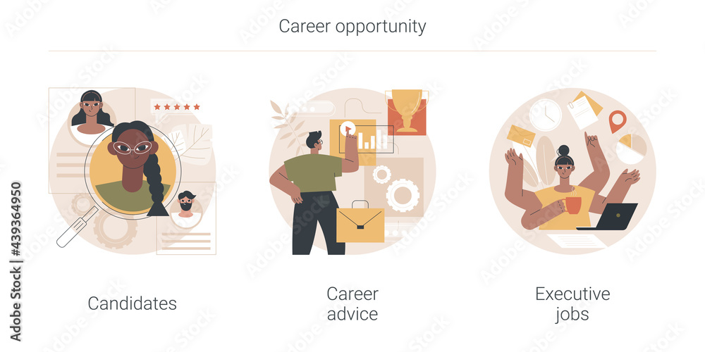 Career opportunity abstract concept vector illustration set. Candidate ...
