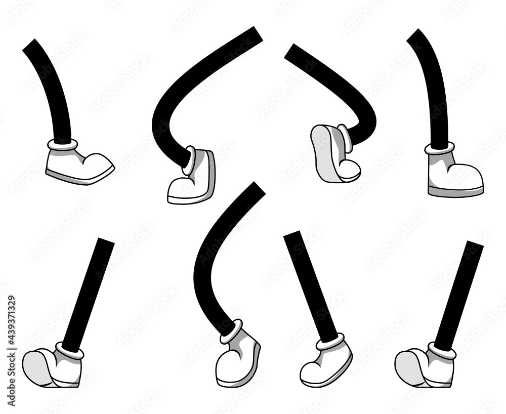 Cartoon mascot character's legs set isolated on white background ...