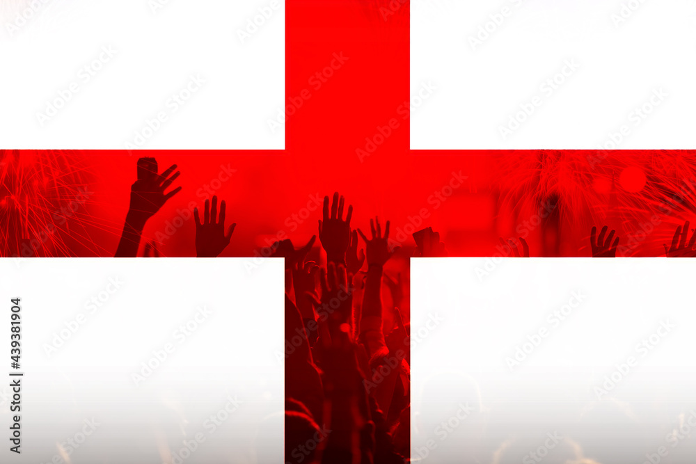 football fans supporting England - crowd celebrating in stadium with ...