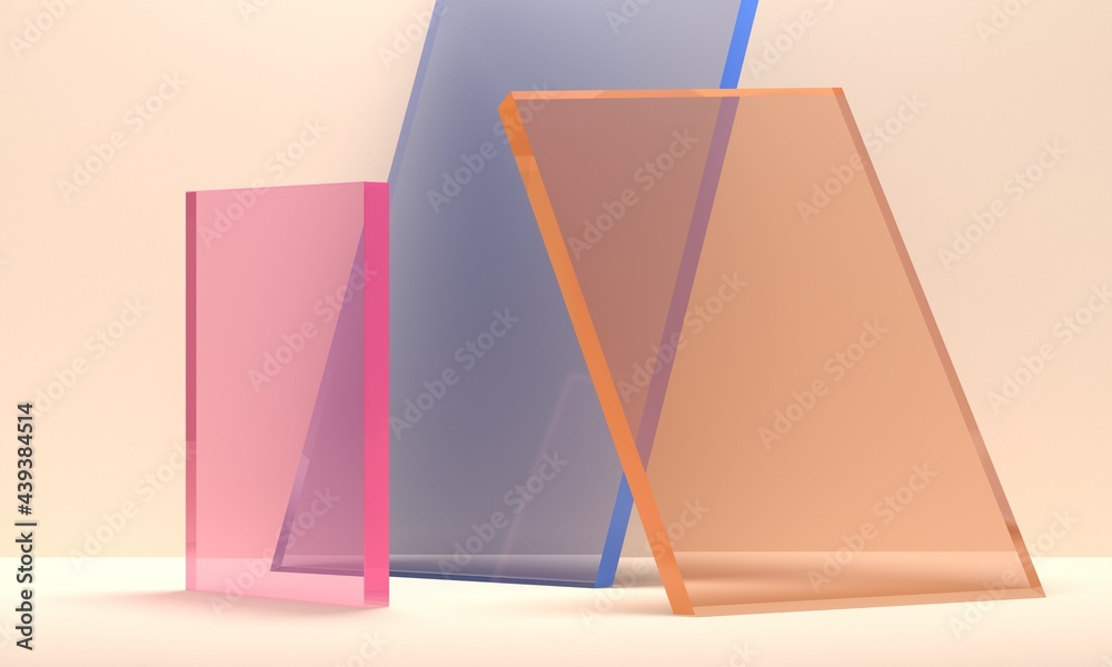 Abstract light studio background and colored glass. Backdrop design for ...