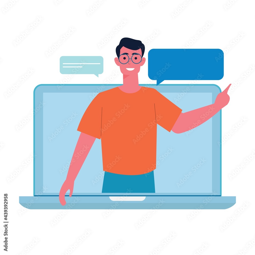 Education, distance education, internet studying, e-learning flat ...