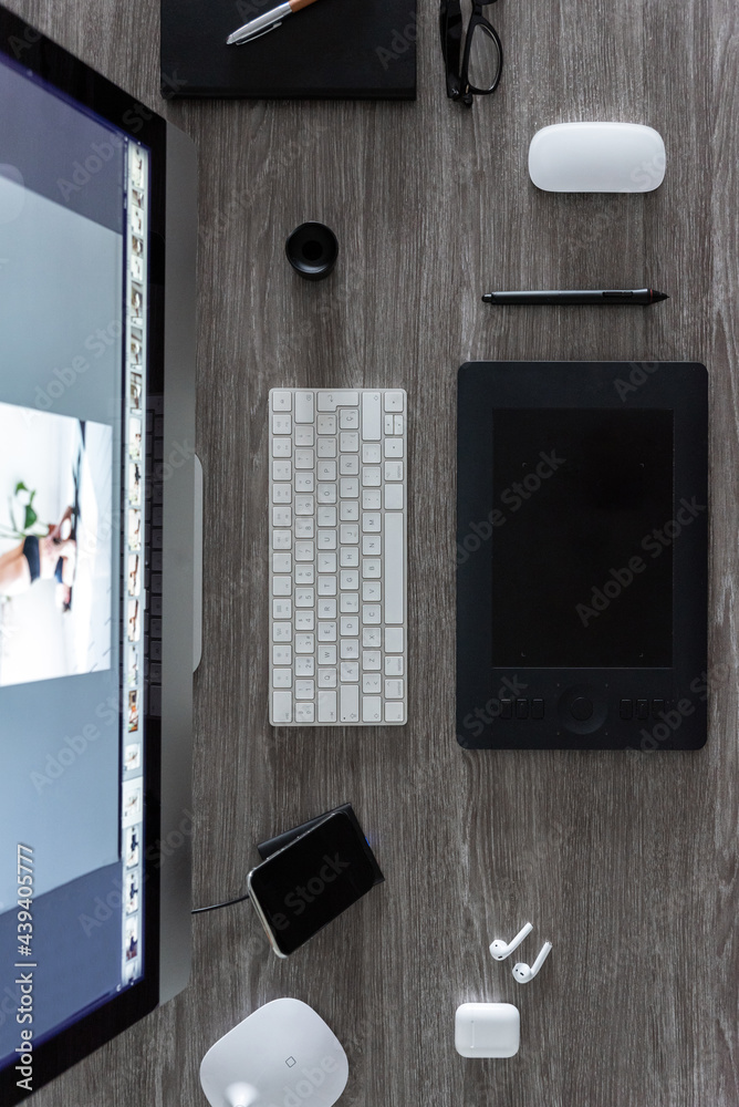 Workplace with modern electronic gadgets Stock Photo | Adobe Stock