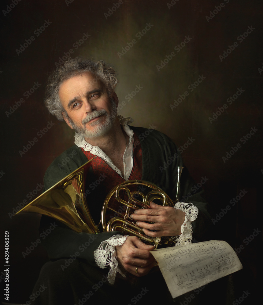 portrait person french horn Homage to a painting by Louis Gabriel ...