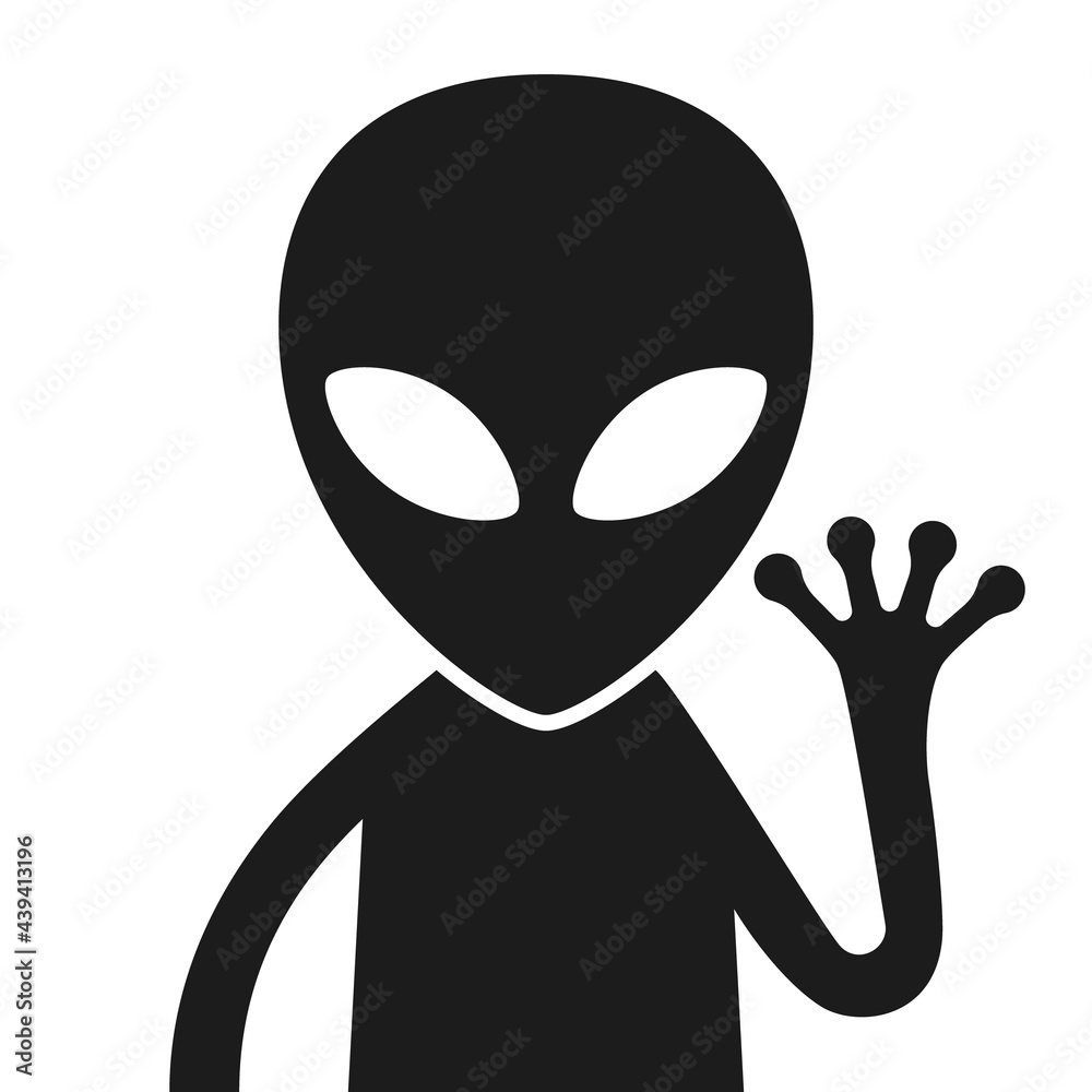 Alien says Hi, rising hand to greet. Isolated vector illustration of ...