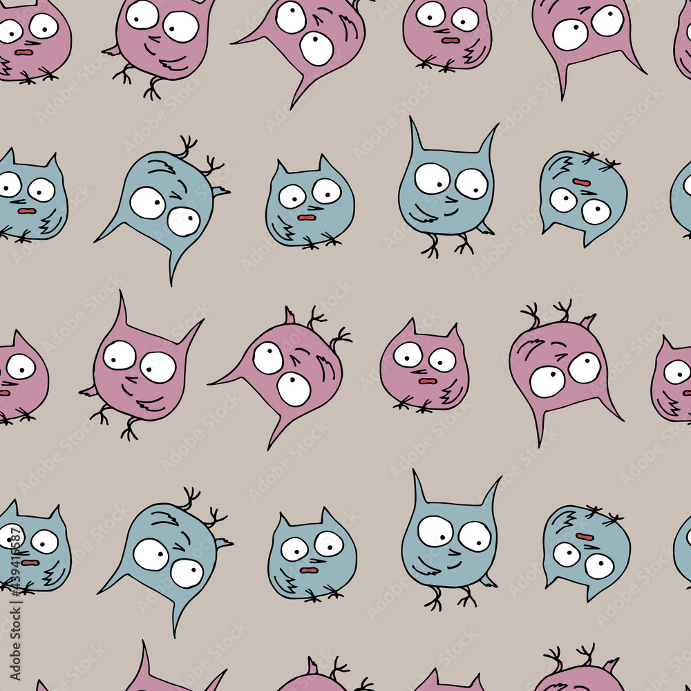 seamless background with funny words. Vector. Drawn by hand in a doodle ...