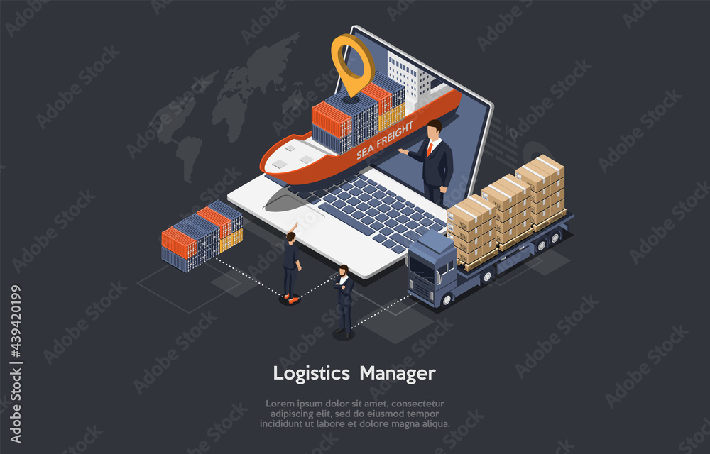 Conceptual Art Of Warehouse Working Process, Logistics Manager ...
