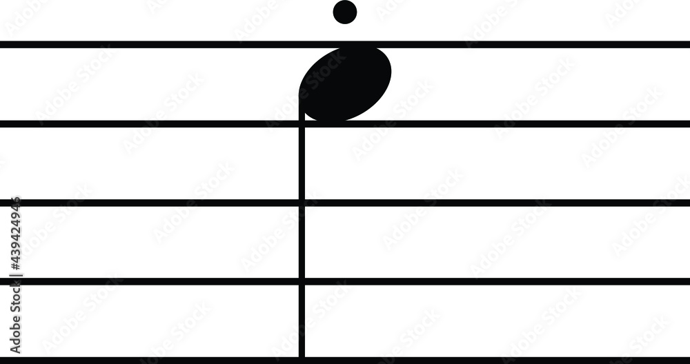 Black music symbol of Staccato note on staff lines Stock Vector | Adobe ...