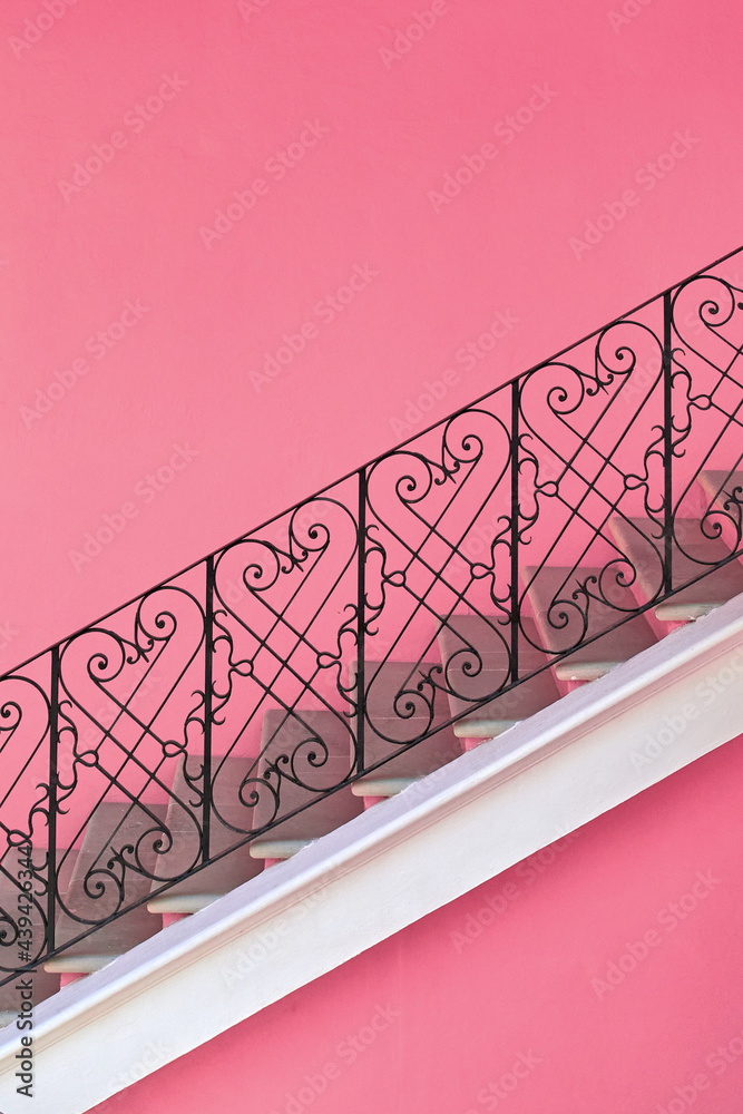 Pink stairs background Stock Photo | Adobe Stock