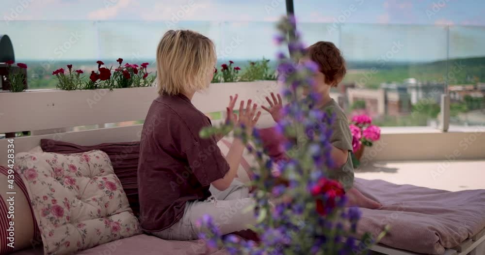 Video Stock cheerful kids playing patty cake game while having fun on ...